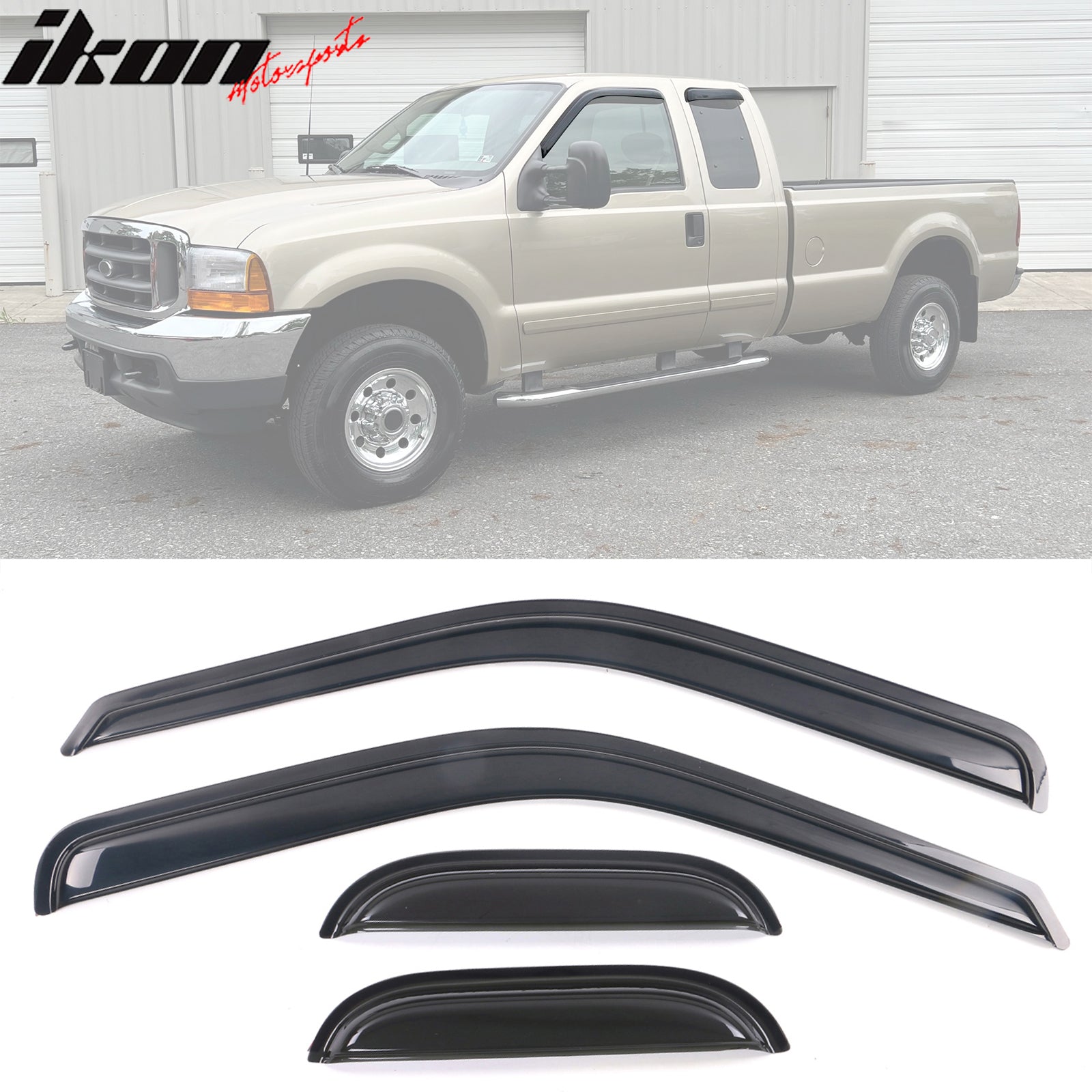 Fits 99 16 Ford F 250 F 350 Super Duty Extended Cab 4pcs Window Visors