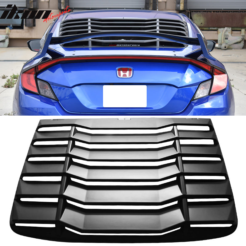 IKON MOTORSPORTS, Window Louver Compatible With 2016-2020 Honda Civic Coupe, Rear Sun Rain ...
