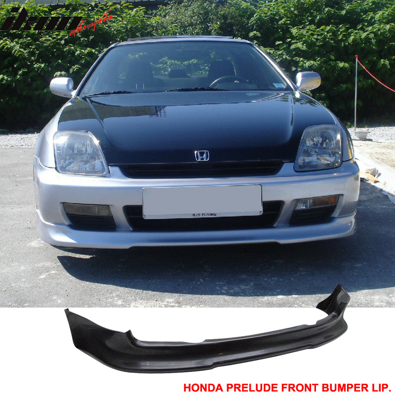 Front Bumper Lip Compatible With 1997-2001 HONDA PRELUDE, Type sport PU Black Front Lip Spoiler ...