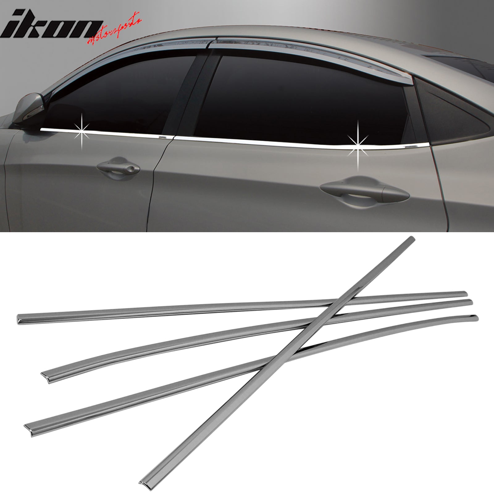 IKON MOTORSPORTS, Window Belt Molding Compatible With 2011-2015 Hyundai ...