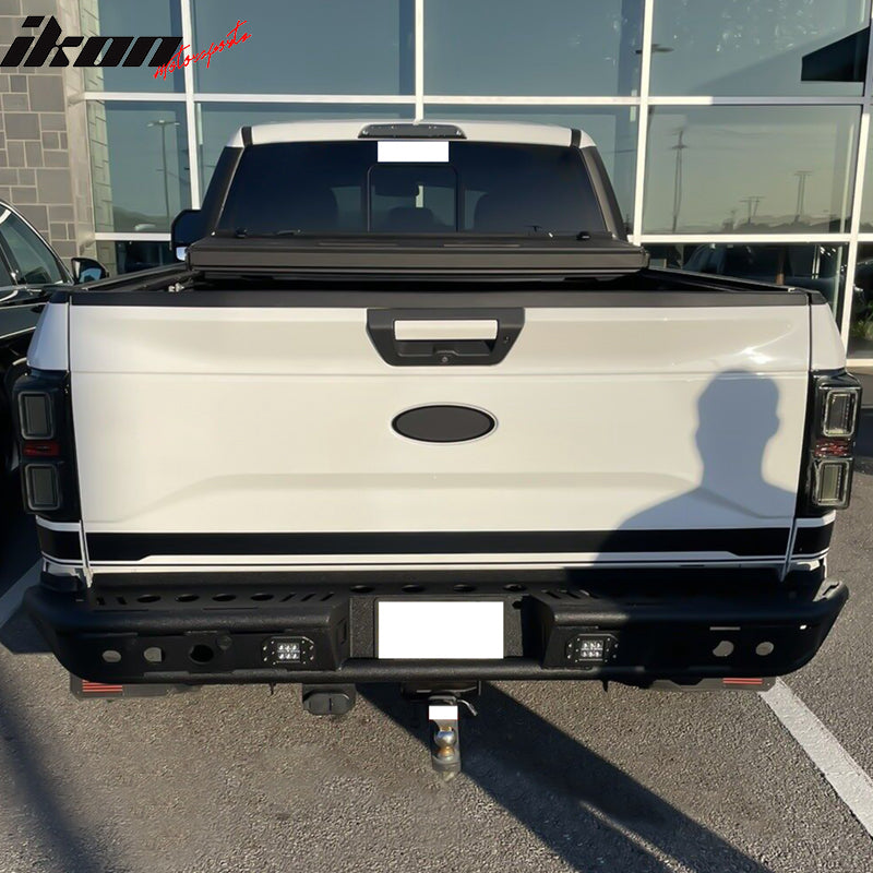 Compatible With 15-22 F150 Rear Bumper Guard w/ Lights Lamp Textured ...