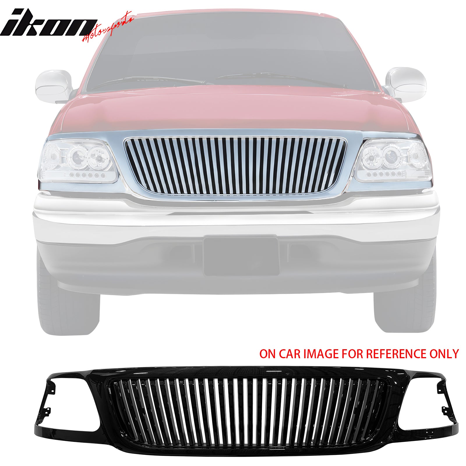 IKON MOTORSPORTS Front Upper Grille, Compatible with 1999-2003 Ford F ...