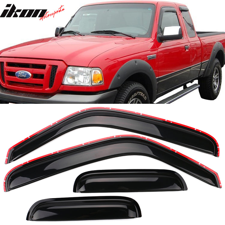 Fits 99-11 Ranger 99-00 Mazda B2500 In Channel 4PC Window Visors Vent ...
