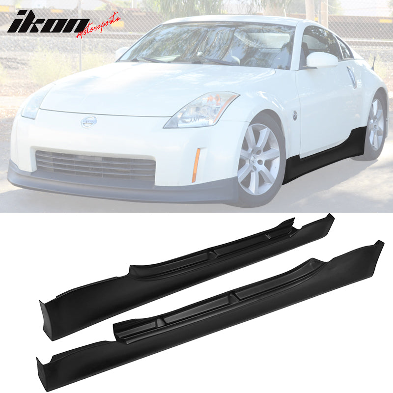 Side Skirts Compatible With 2003-2009 Nissan 350Z, V Style Black PU ...