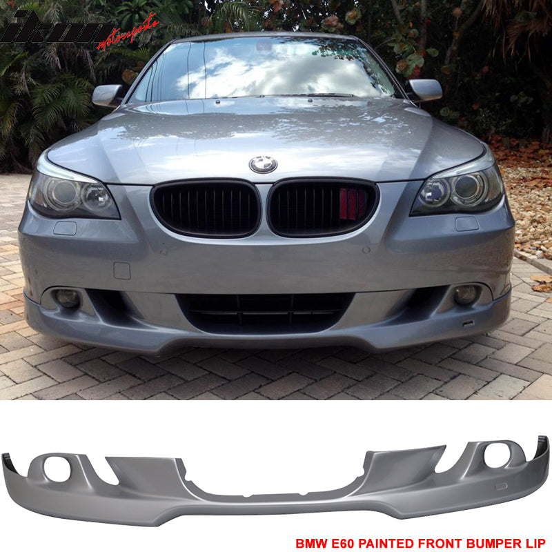 Fits 04-07 BMW E60 5 Series AC Front Bumper Lip #354 Titanium Silver ...