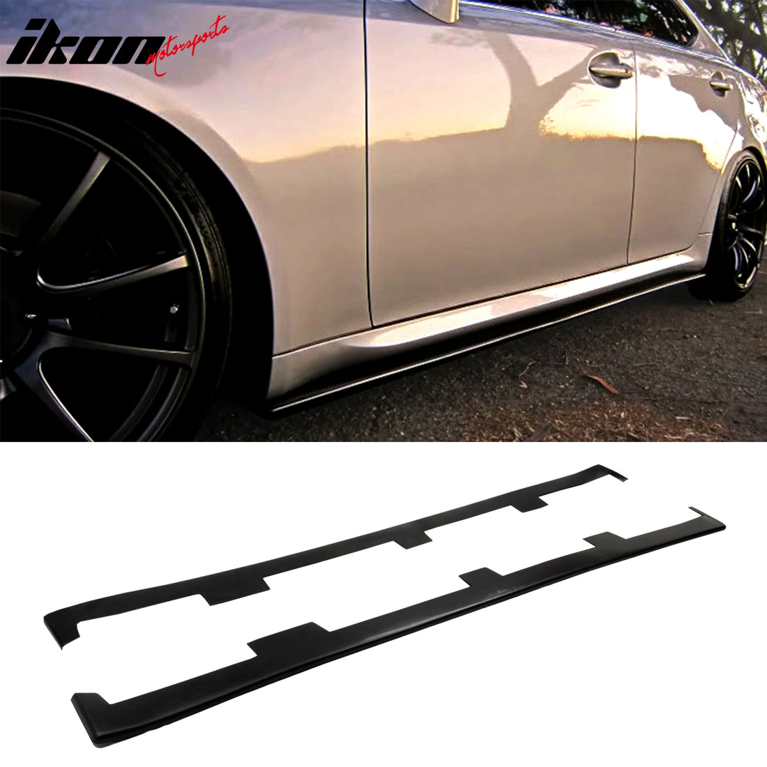 IKON MOTORSPORTS, Side Skirts + Front Bumper Lip Compatible with 2006 ...
