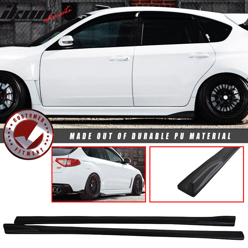 Side Skirts Compatible With 2008-2014 Subaru Impreza WRX STI, Black PU Sideskirt Rocker Moulding ...