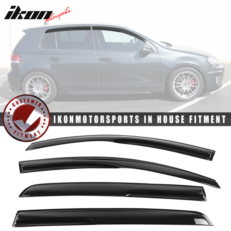 IKON MOTORSPORTS Tape on Window Visor Compatible With 2010-2014 VW Golf ...