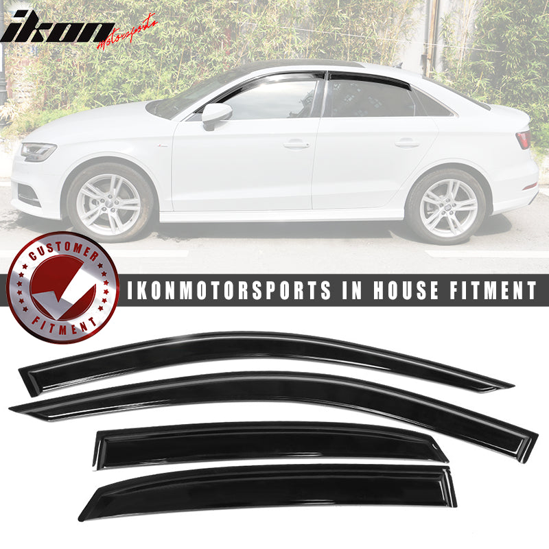 Fits 15-20 Audi A3 S3 RS3 Sedan Window Visors Acrylic Rain Guard Wind ...