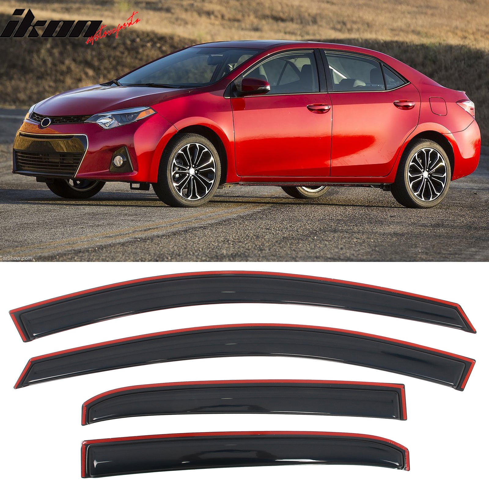 Fits 14-19 Toyota Corolla Sedan In-Channel Side Window Deflectors Rain ...