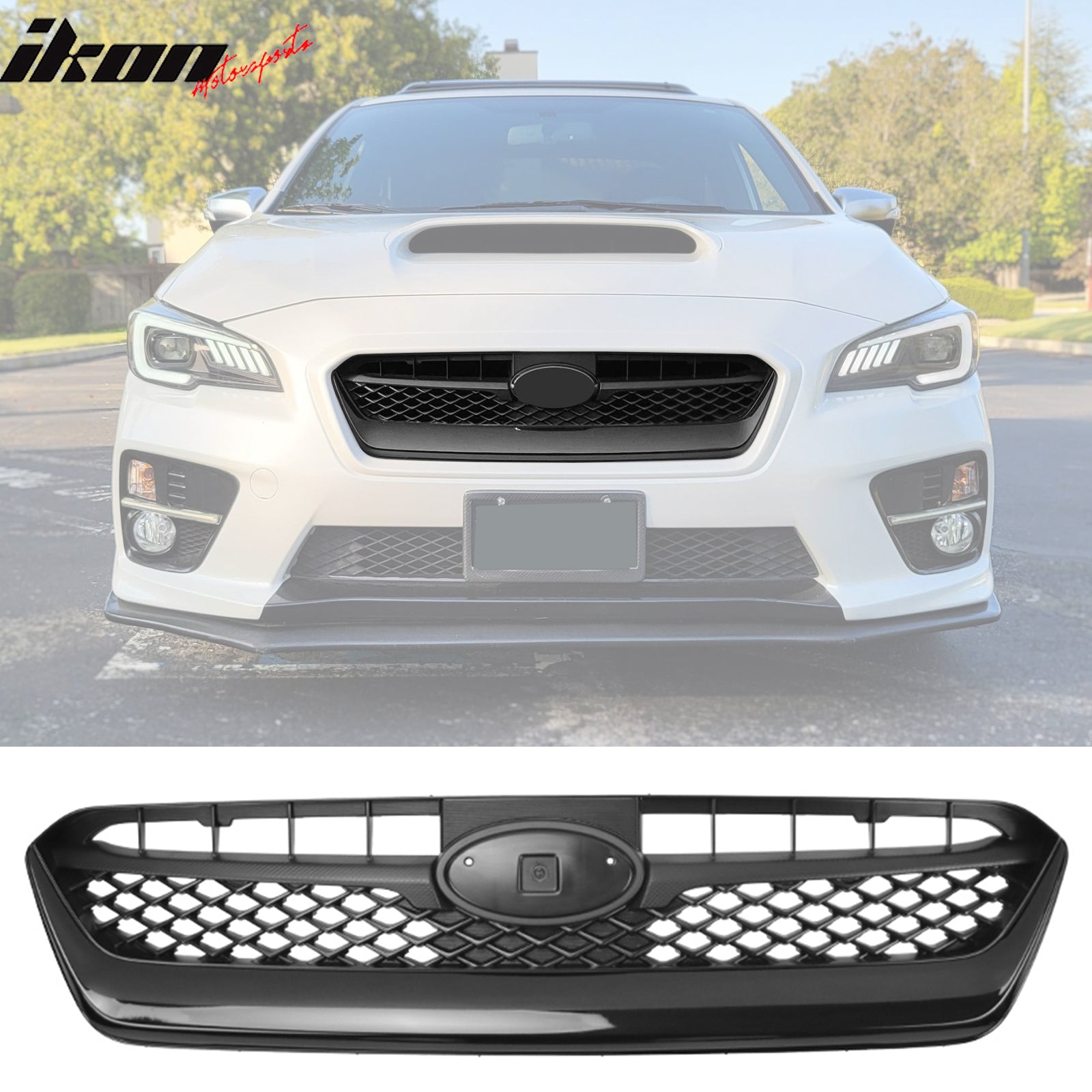 Fits 15-17 Subaru WRX STI 4DR OE Style Front Bumper Upper Grille Gloss ...
