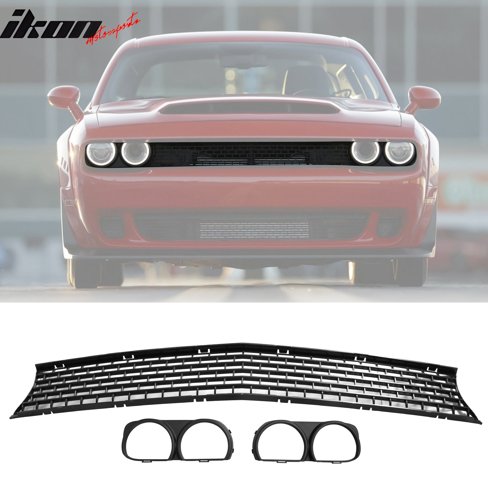 IKON MOTORSPORTS, Front Upper Grille + Headlamp Bezels Compatible with ...