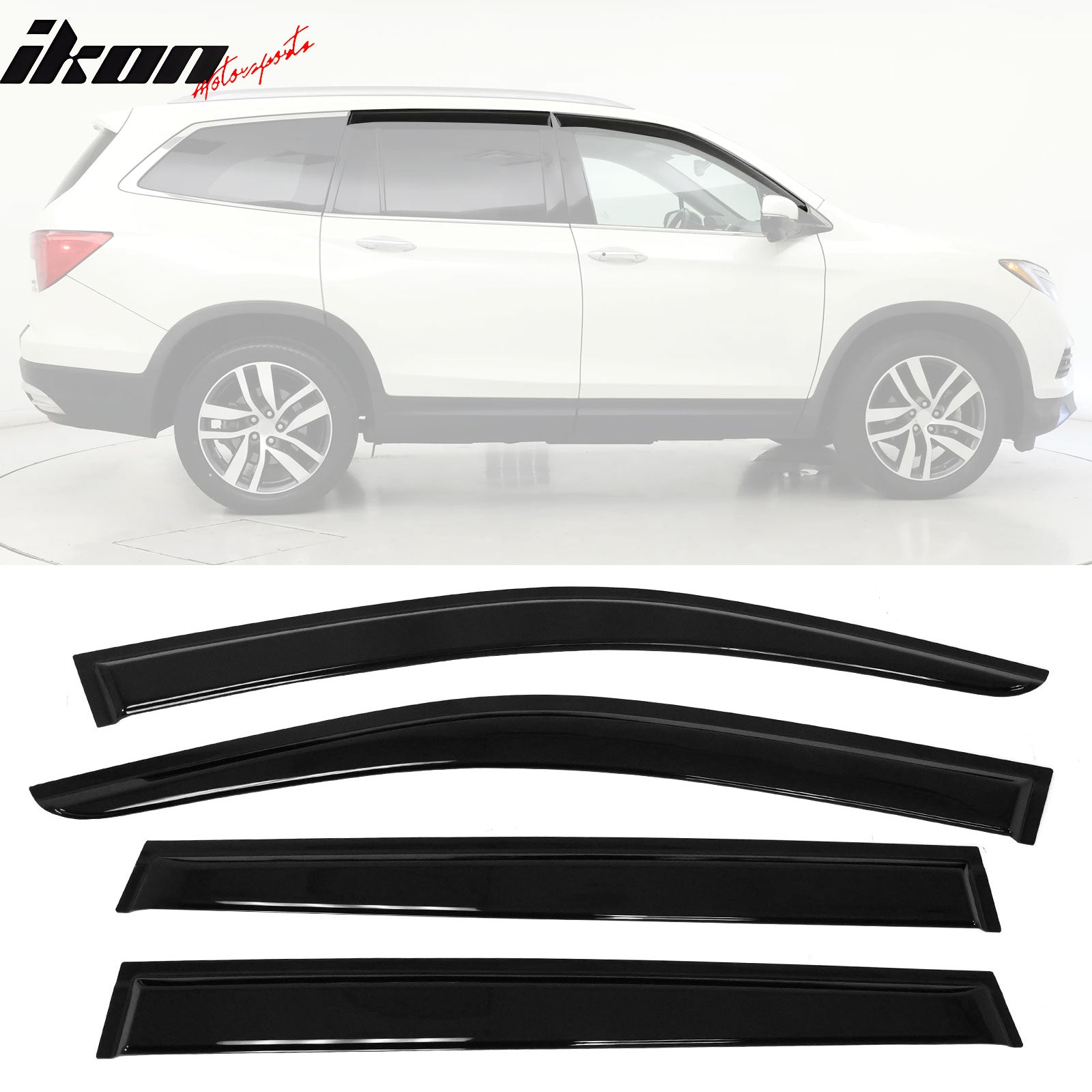 IKON MOTORSPORTS, Window Visors Compatible With 2016-2022 Honda Pilot ...
