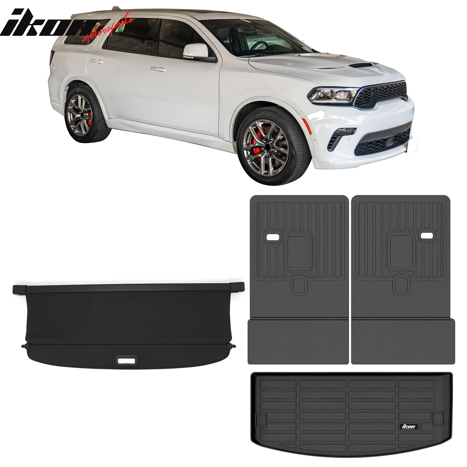 Cargo Cover for 2016-2025 Dodge Durango + 3D TPE Backrest & Trunk Mat ...