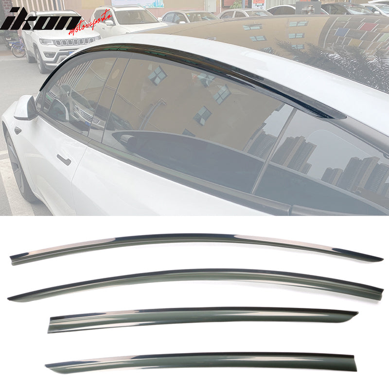 Fits 17-25 Tesla Model 3 Smoke Acrylic Window Visors Sun Rain ...