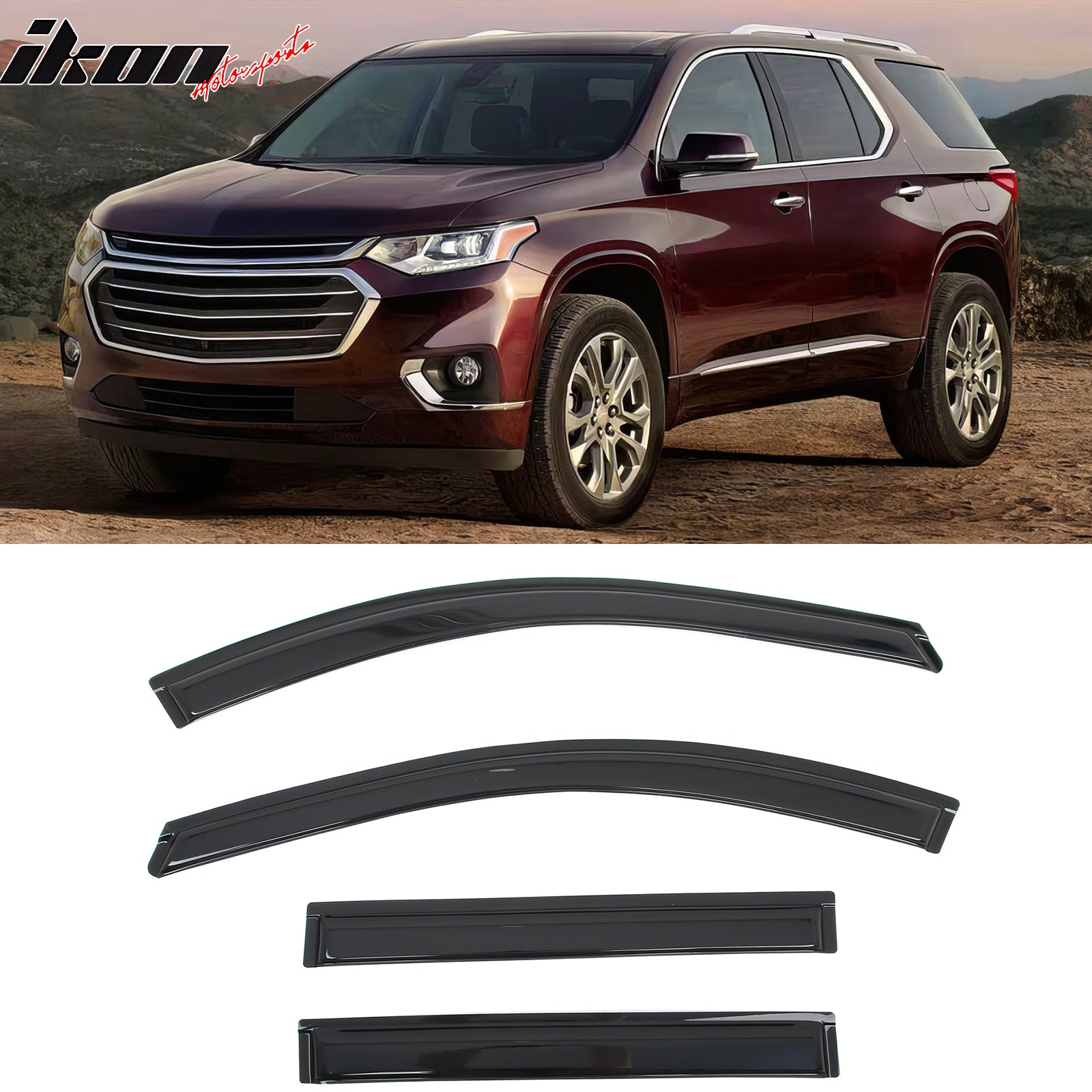 Fits 18-23 Chevy Traverse Window Visors Vent Rain Sun Guards Deflectors ...