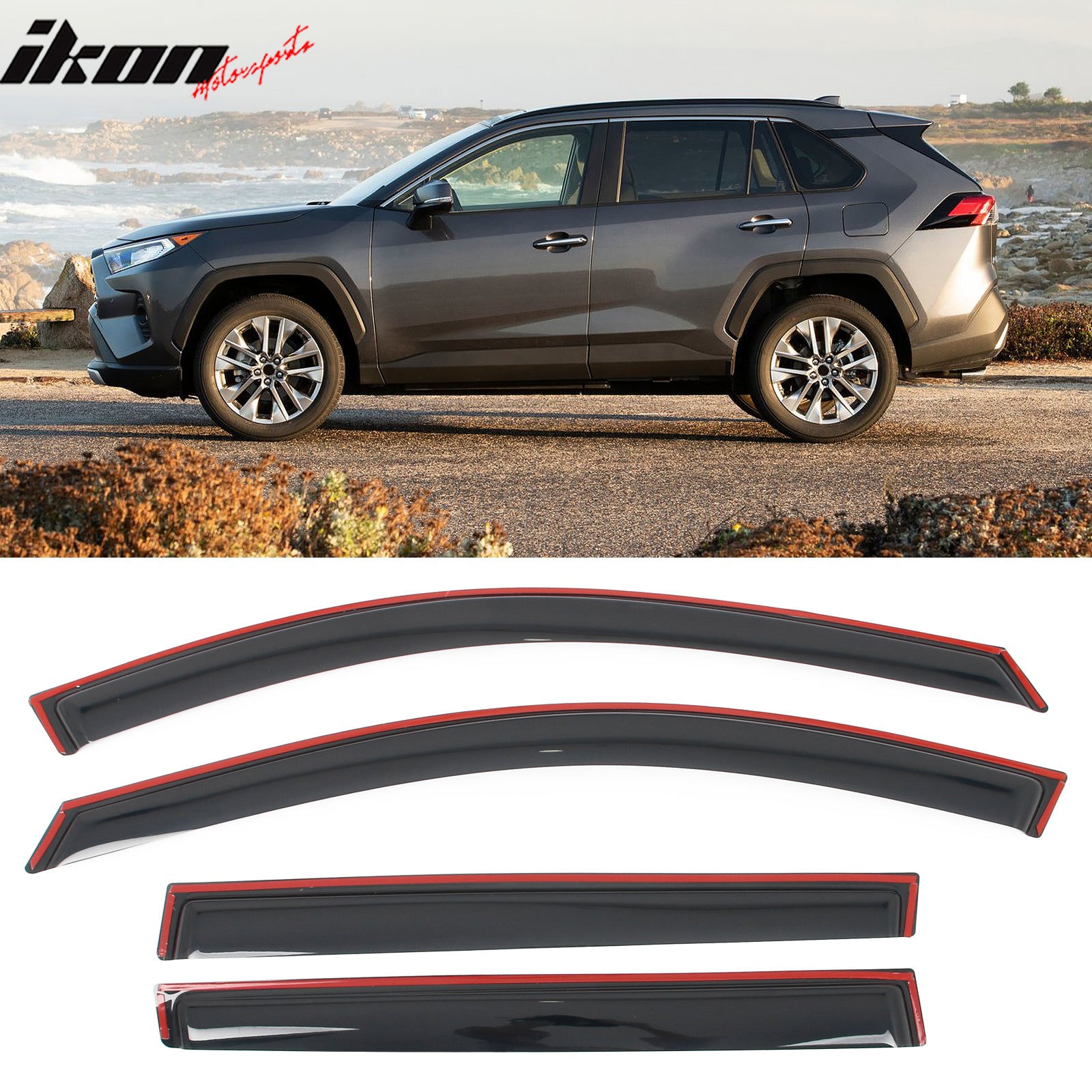 Fits 19-25 Toyota RAV4 Prime Acrylic Window Visors In Channel Rain Sun ...