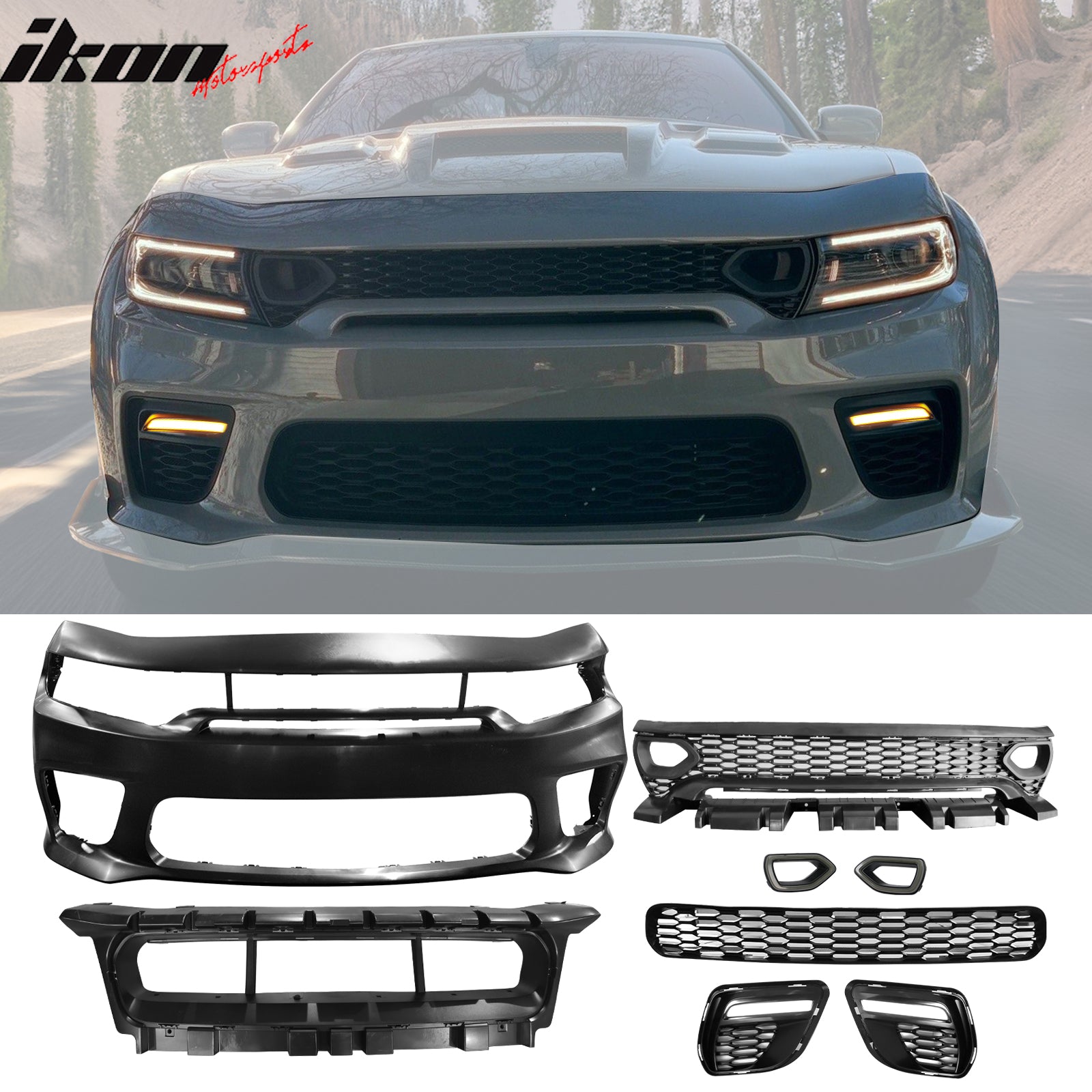 Buy Best Dodge Charger Widebody Style Front Bumper Cover W/ SRT Grille ...