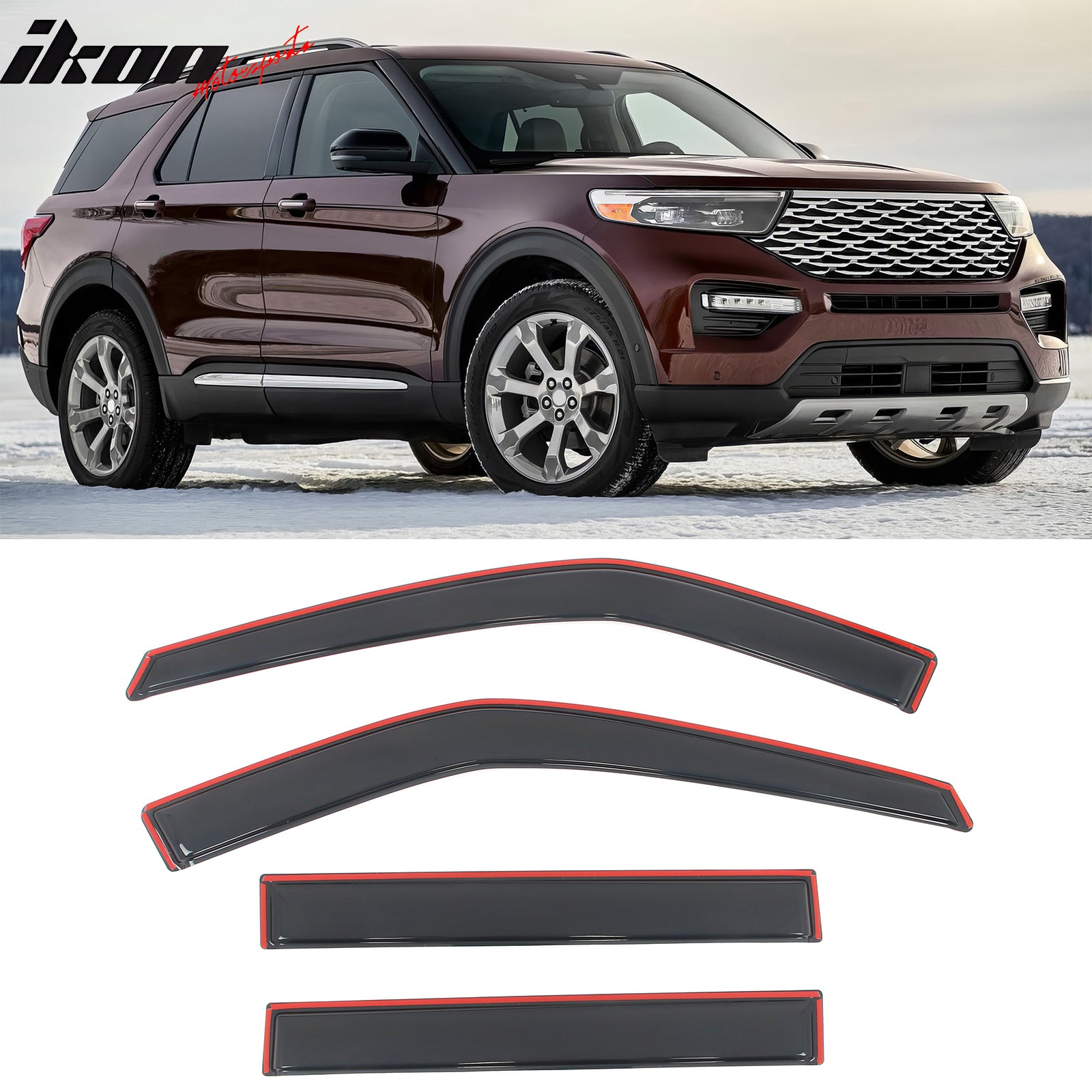 Fits 20-25 Ford Explorer 4PCS In-channel Window Visors Rain Sun Vent ...