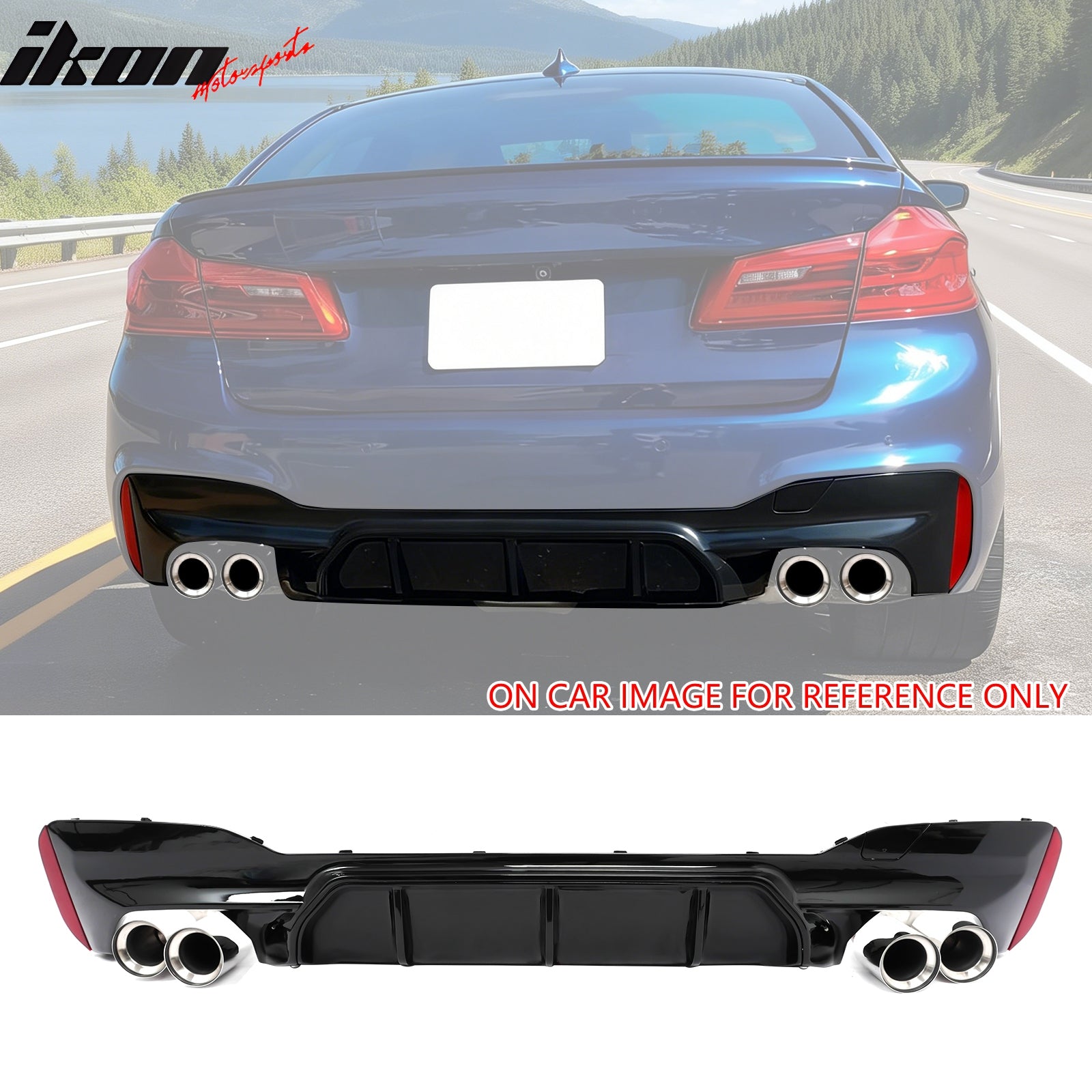 BMW G30 Competition Rear Diffuser Silver Quad Tips – Ikon Motorsports