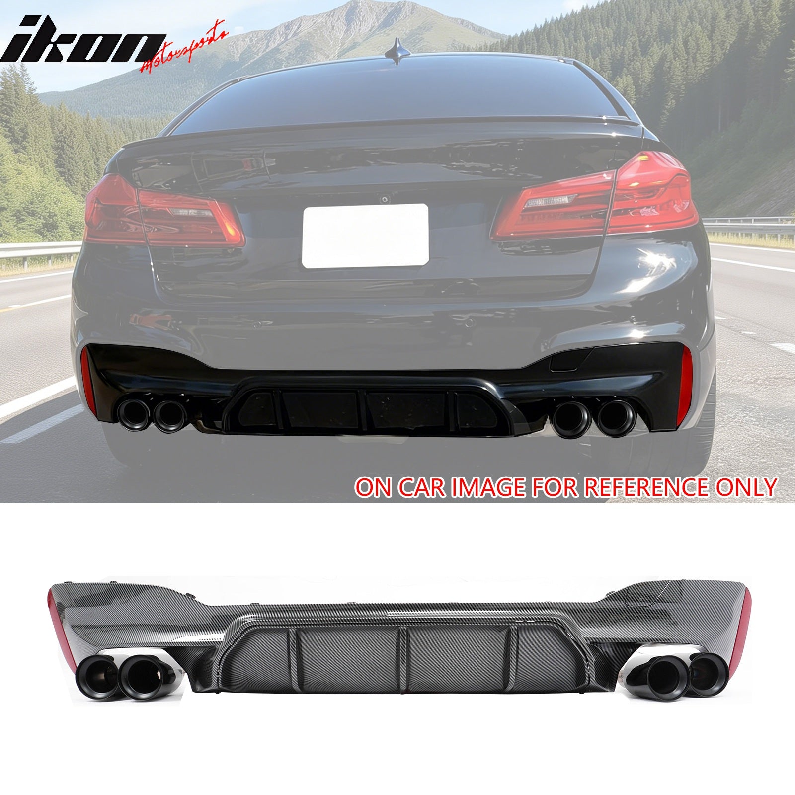 BMW G30 Competition CF Rear Diffuser Black Quad Tips – Ikon Motorsports