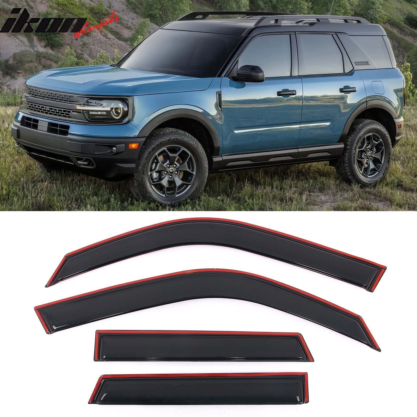 Fits 21-26 Ford Bronco Sport Window Visors Acrylic In-Channel Wind ...