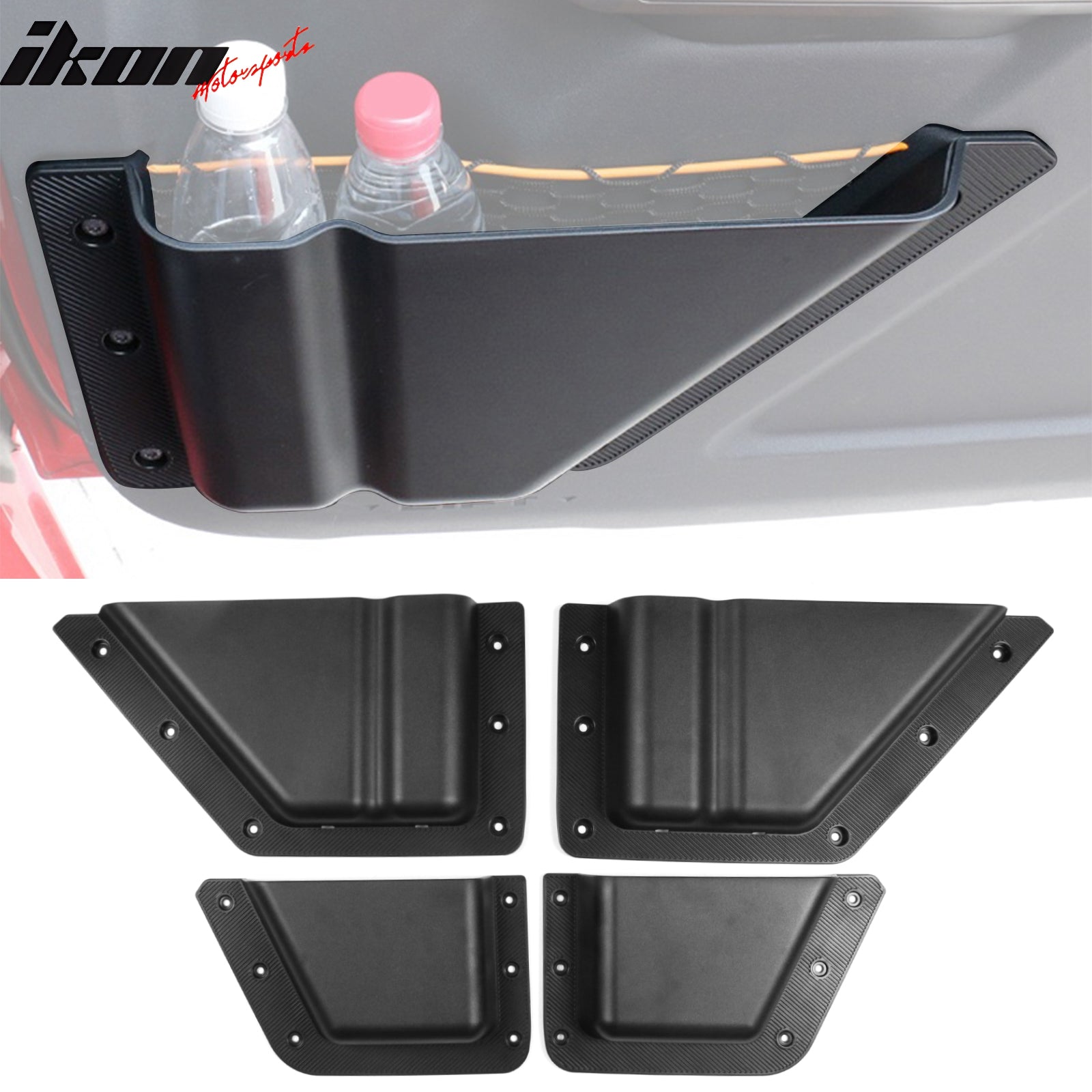 Fits 21-26 Ford Bronco 4Dr Black Front & Rear Door Storage Pockets Box ...