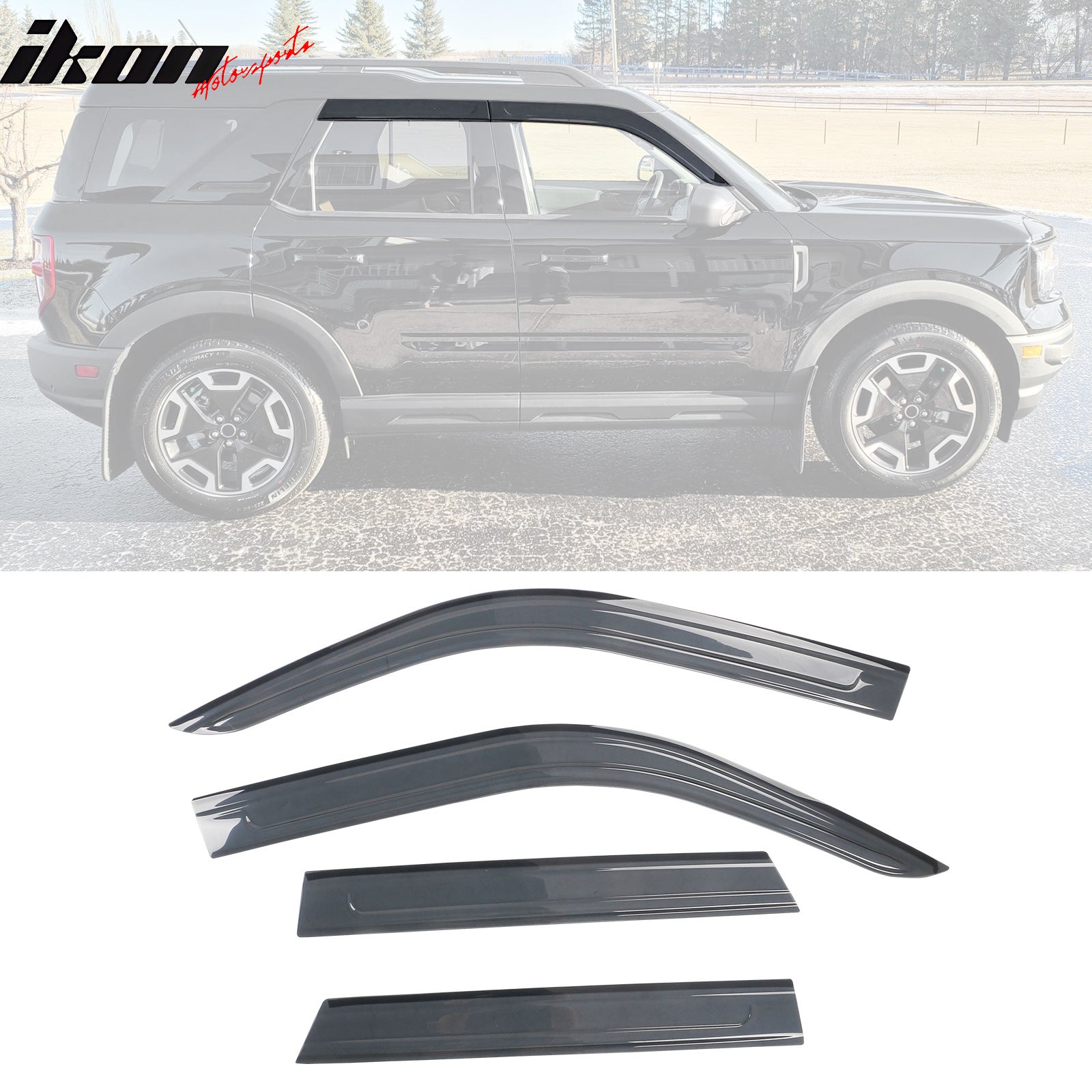 IKON MOTORSPORTS Tape On Window Visors Compatible with 2021-2025 Ford ...
