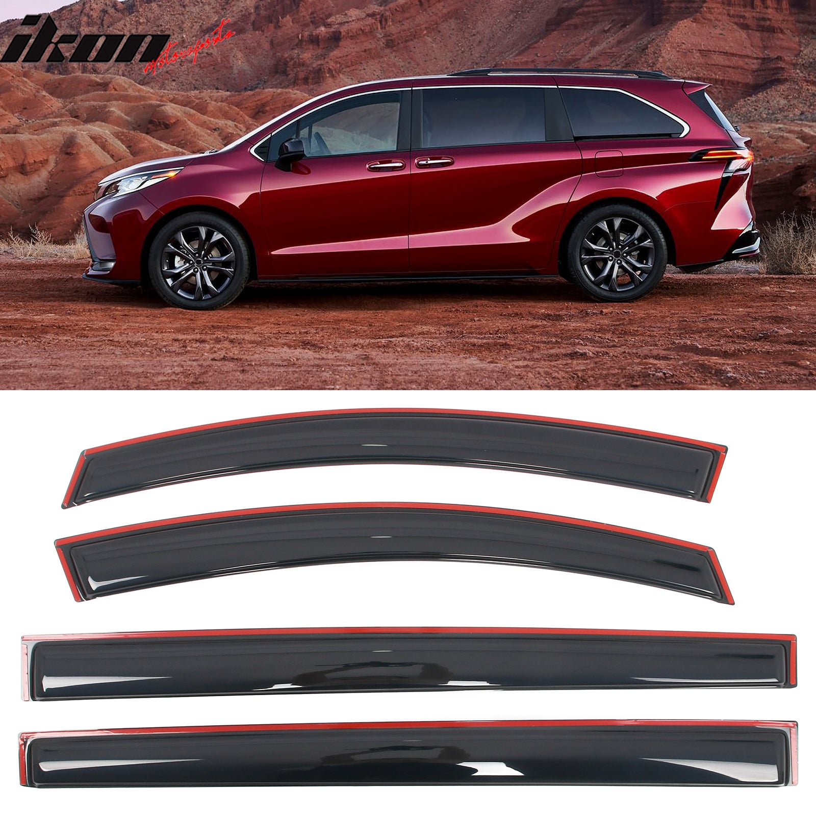 Fits 21-26 Toyota Sienna Acrylic Window Visors In Channel Rain Vent ...