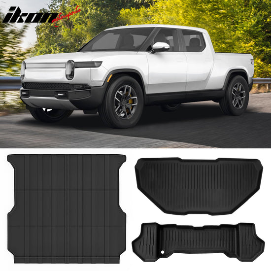 IKON MOTORSPORTS TPE Front Storage + Rear Truck Bed Mat, Compatible ...