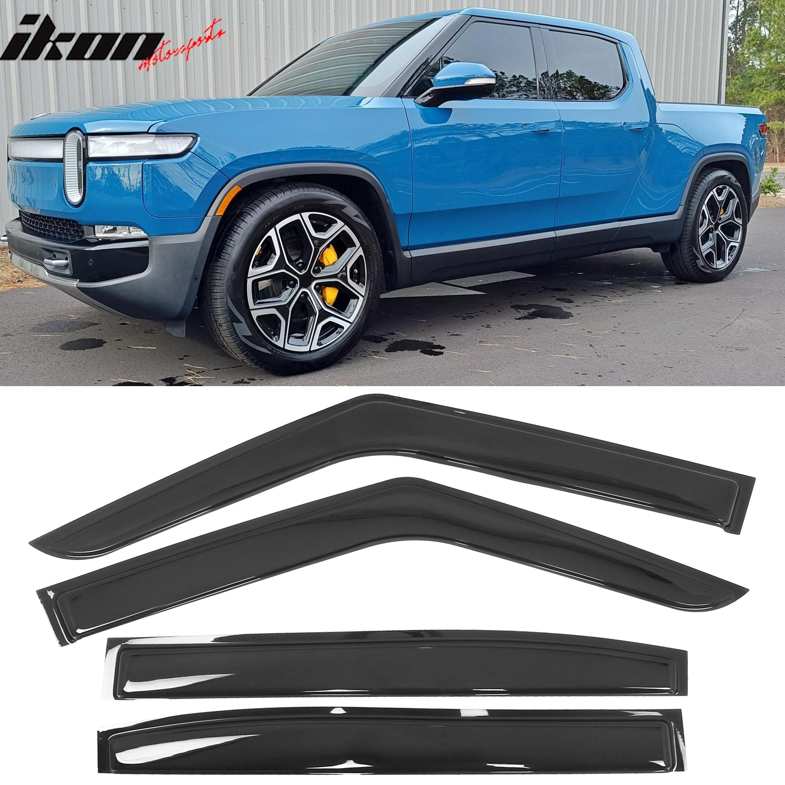 Fits 22-25 Rivian R1T Window Visors Vent Rain Wind Sun Guards ...