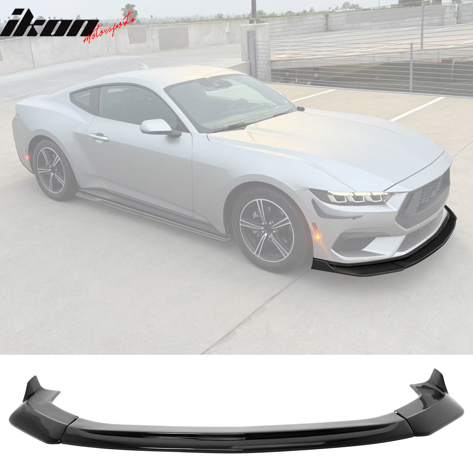 Fits 24-26 Ford Mustang Ecoboost GT IKON V2 Style Front Lip Gloss Black ...