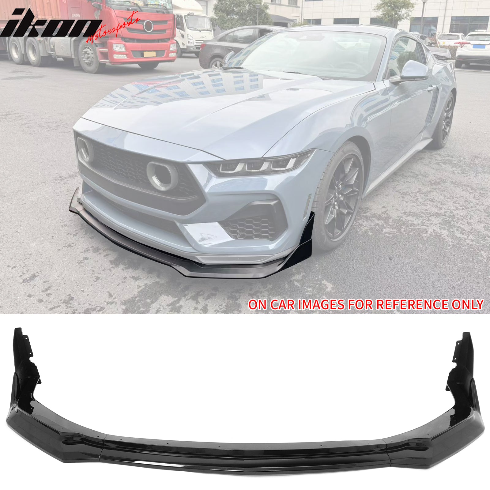 Fits 24-26 Ford Mustang Front Bumper Lip 5PC Spoiler Gloss Black Lower ...