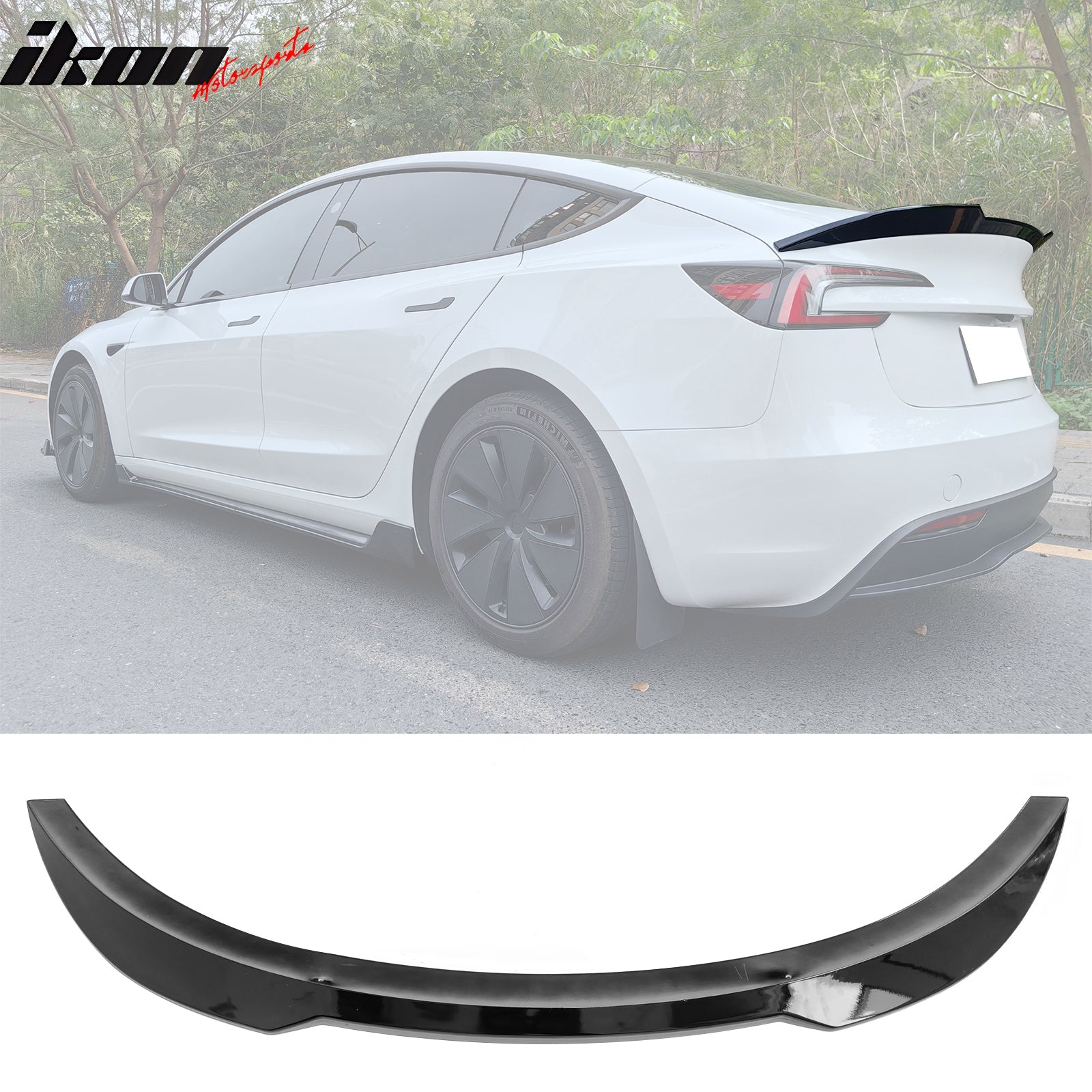 IKON MOTORSPORTS, Trunk Spoiler Compatible with 2025 Tesla Model 3 ...