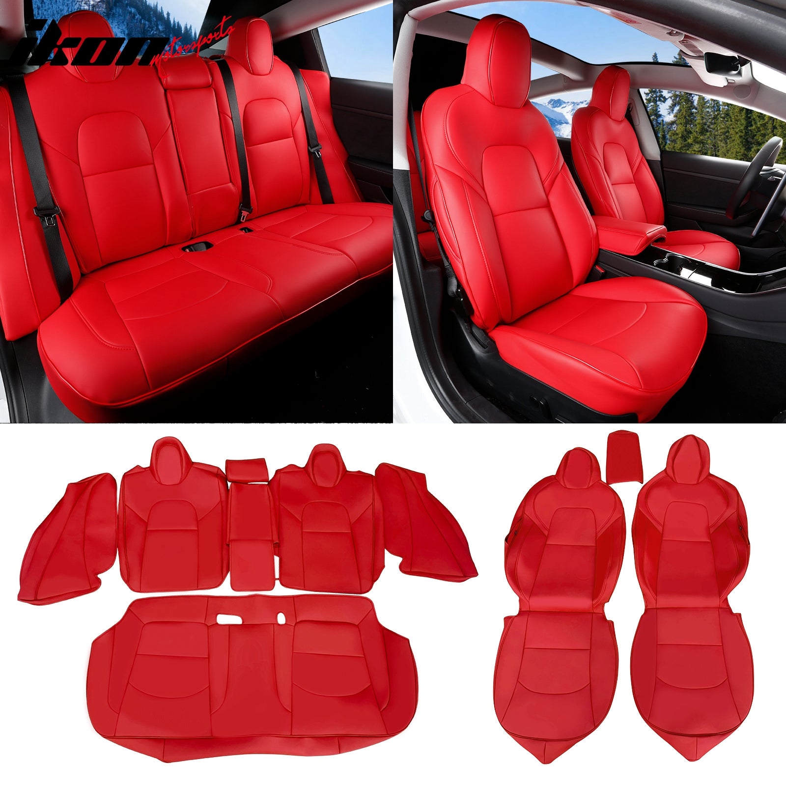 IKON MOTORSPORTS, Full Set Car Seat Covers Compatible With 2017-2023 ...