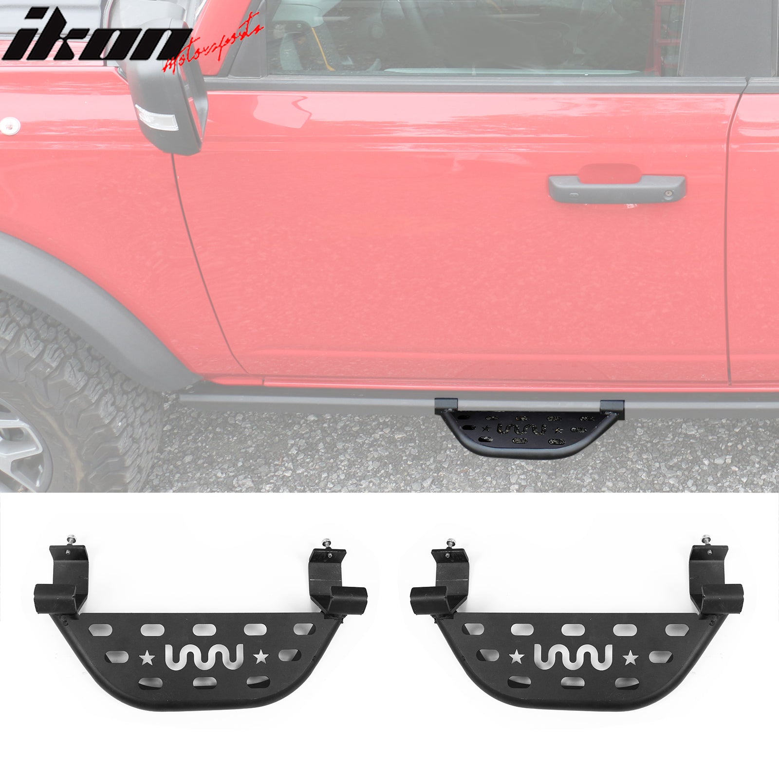 IKON MOTORSPORTS, Rock Rail Side Steps Compatible With 2021-2025 Ford ...