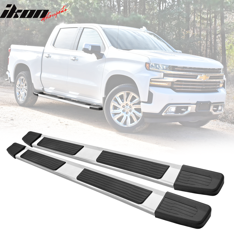 IKON MOTORSPORTS, Side Step Nerf Bar Compatible With 2019-2021 Chevrolet Silverado GMC Sierra ...