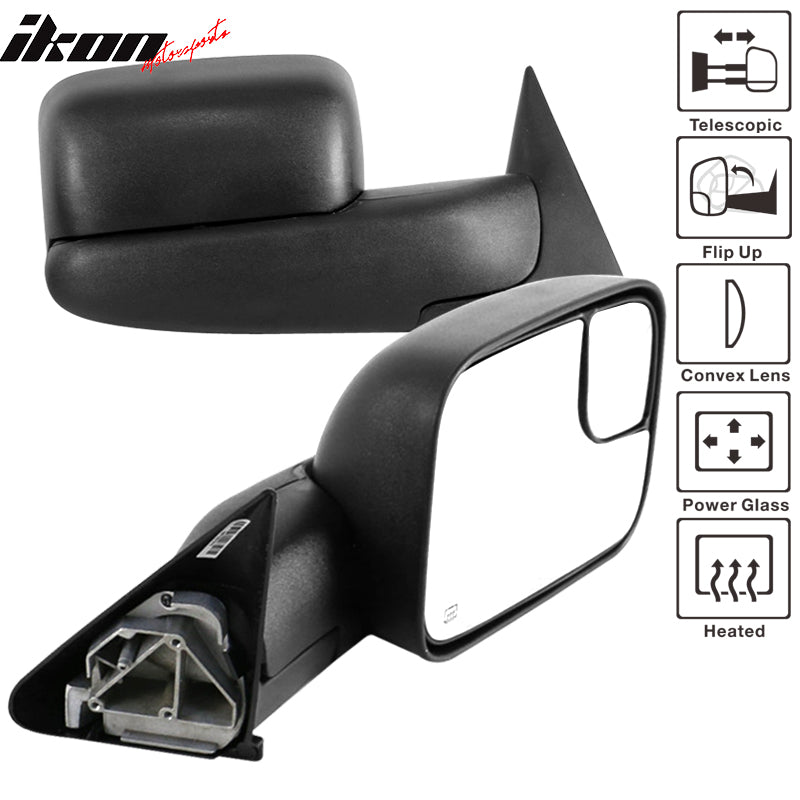 Towing Mirror Compatible With 1998-2001 Ram 1500 2500 3500, Side View ...