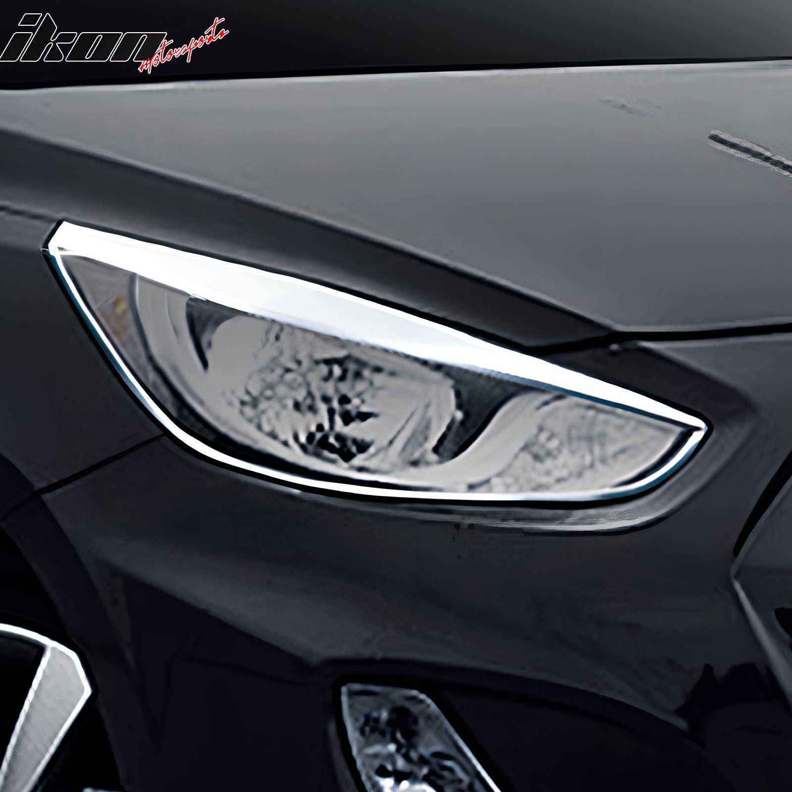Fits 12-13 Hyundai Accent 4/5 Door Headlights Lamp Bezel Cover Chrome ...