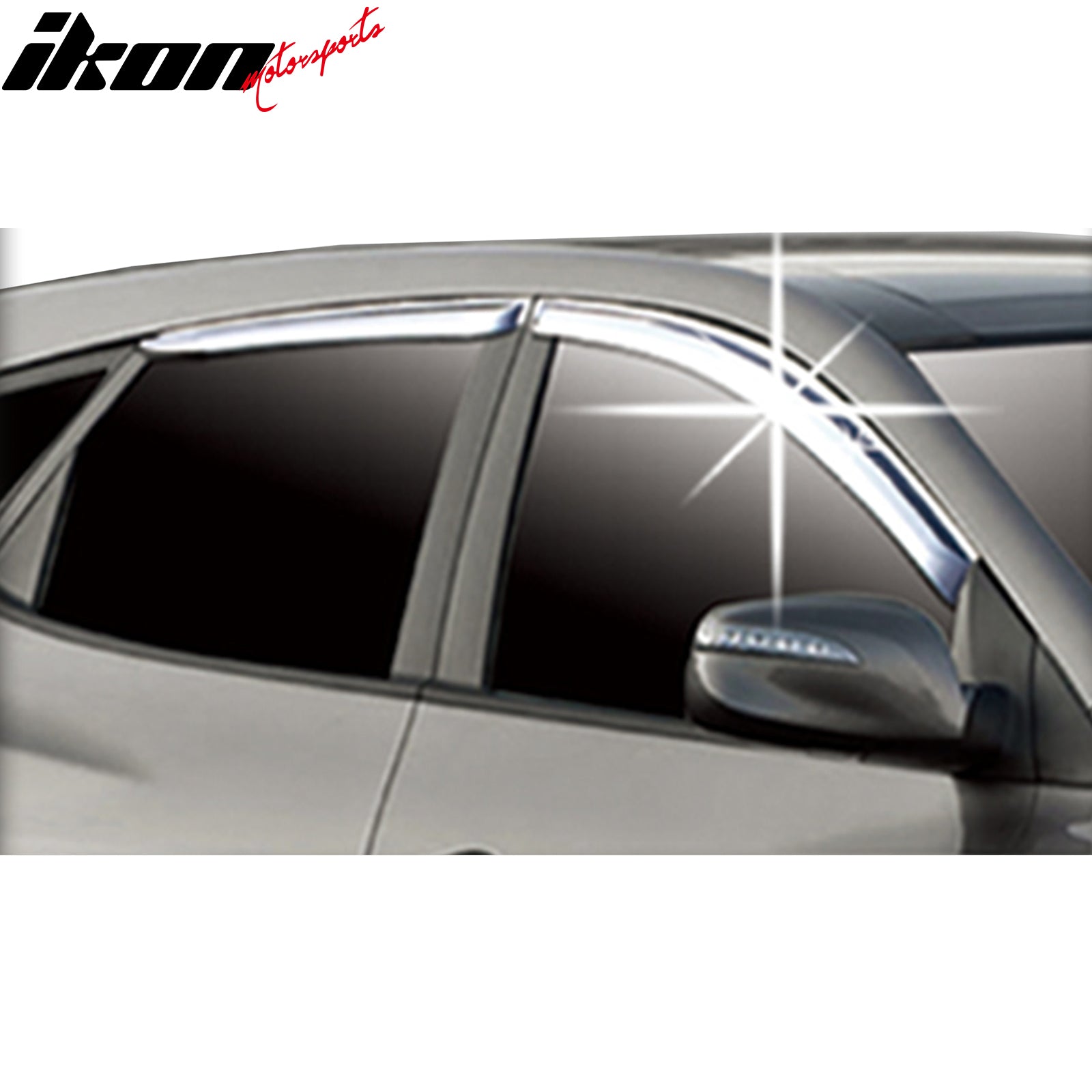 Fits 10-15 Hyundai Tucson Window Visor ABS Chrome Sun Rain Guard 4PC ...