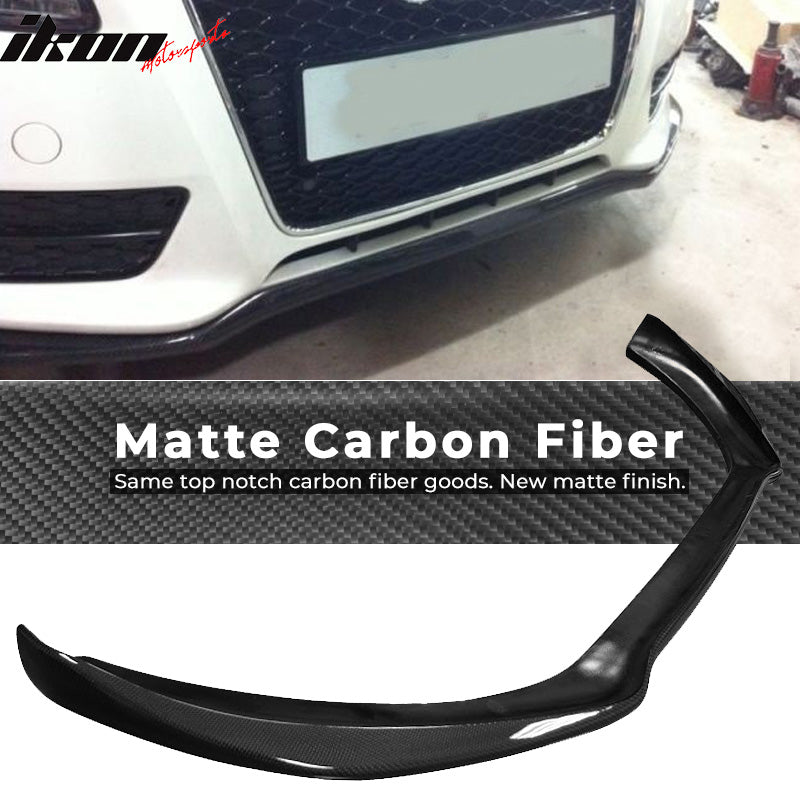 IKON MOTORSPORTS, Matte Carbon Fiber Front Bumper Lip Compatible With ...