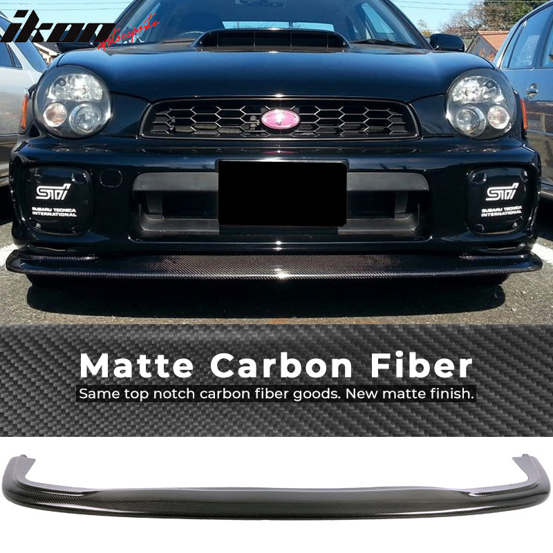 IKON MOTORSPORTS, Matte Carbon Fiber Front Bumper Lip Compatible With ...