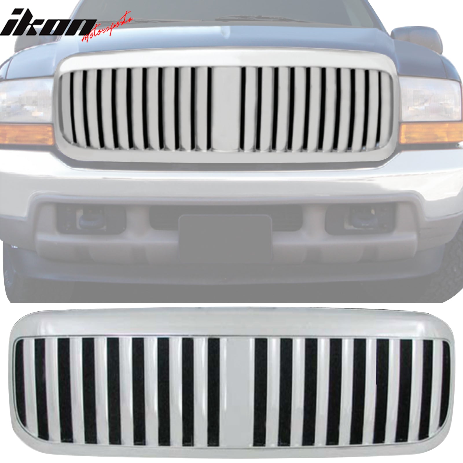 Fits 99-04 Ford F-250 Super Duty Vertical Chrome ABS Front Insert Mesh ...