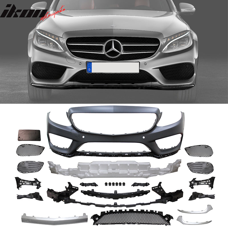 IKON MOTORSPORTS Front Bumper Compatible With 2015-2018 Benz C- Class ...
