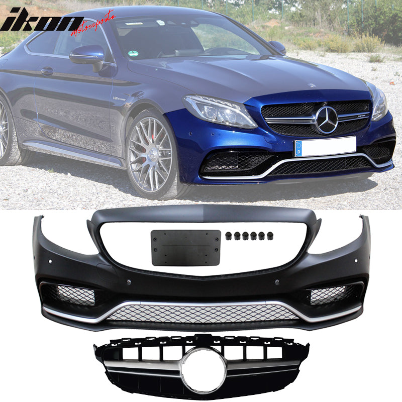 Buy Best Mercedes-Benz W205 C Class C63 Front Bumper w/ Silver Grille ...