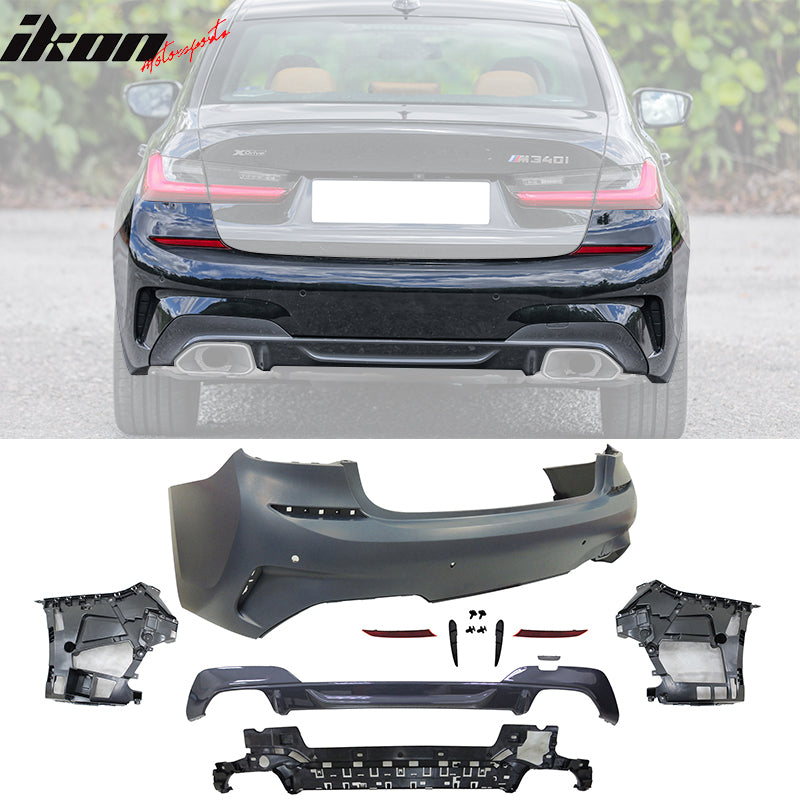IKON MOTORSPORTS, Rear Bumper Cover Compatible With 2019-2022 BMW 3 ...