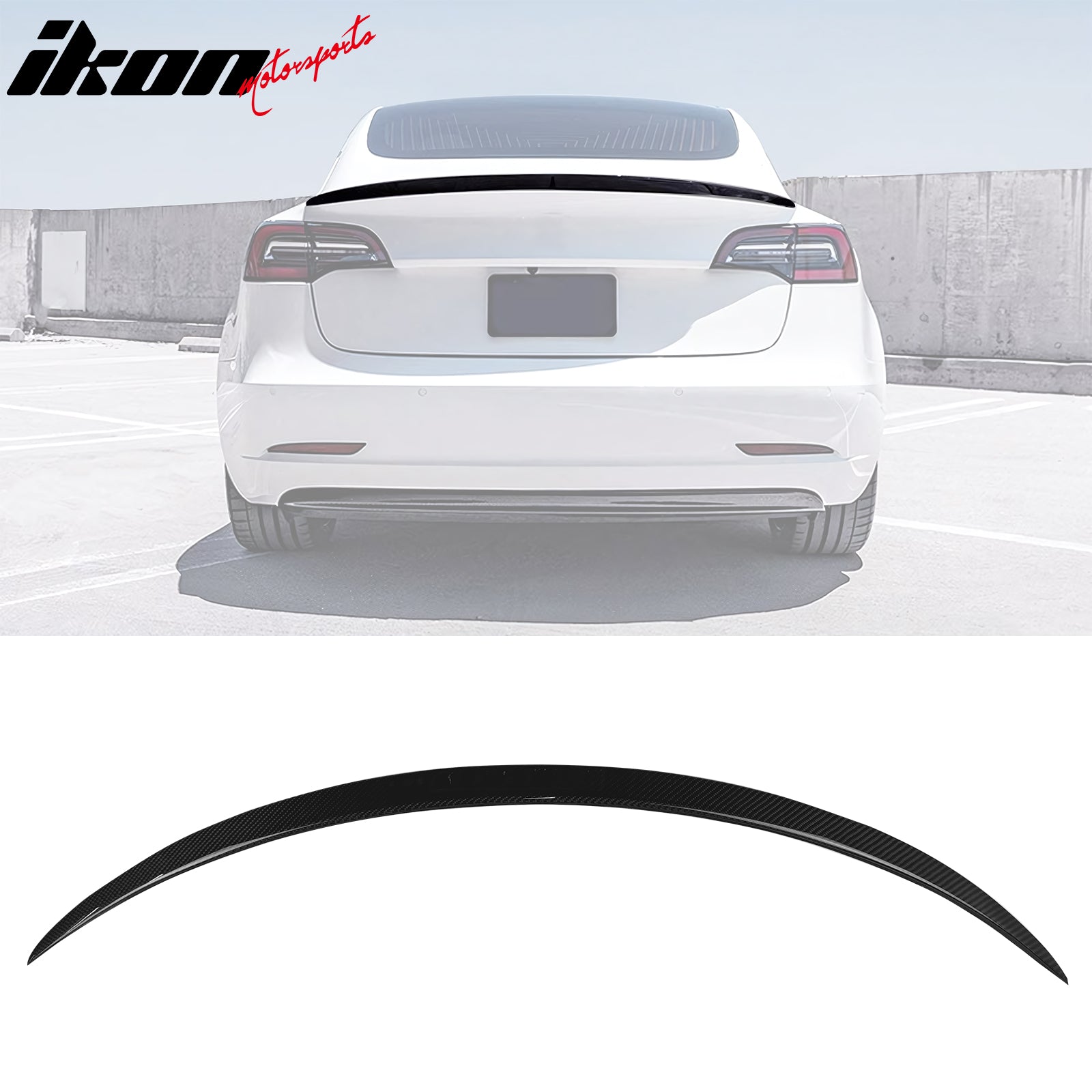 IKON MOTORSPORTS, Trunk Spoiler Compatible with 2017-2023 Tesla Model 3 ...