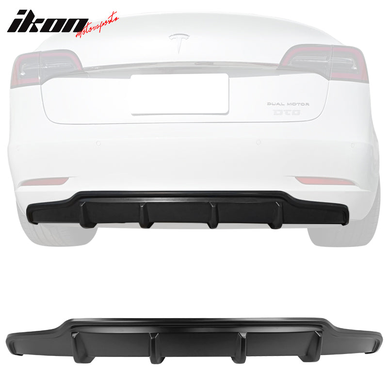 IKON MOTORSPORTS, Rear Diffuser Compatible With 2017-2023 Tesla Model 3 ...