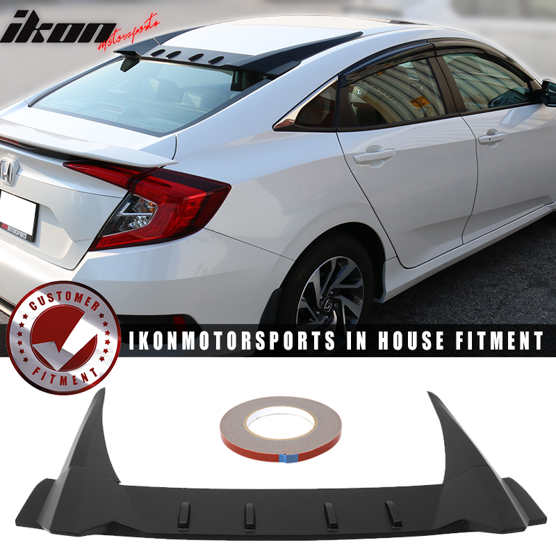 IKON MOTORSPORTS, Roof Spoiler Compatible With 2016-2021 Honda Civic ...