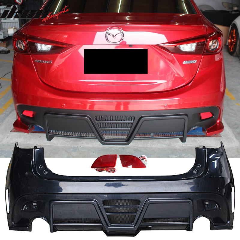 Buy Best Mazda 3 KS Style Rear Bumper Conversion W/ Red LED Lights ...